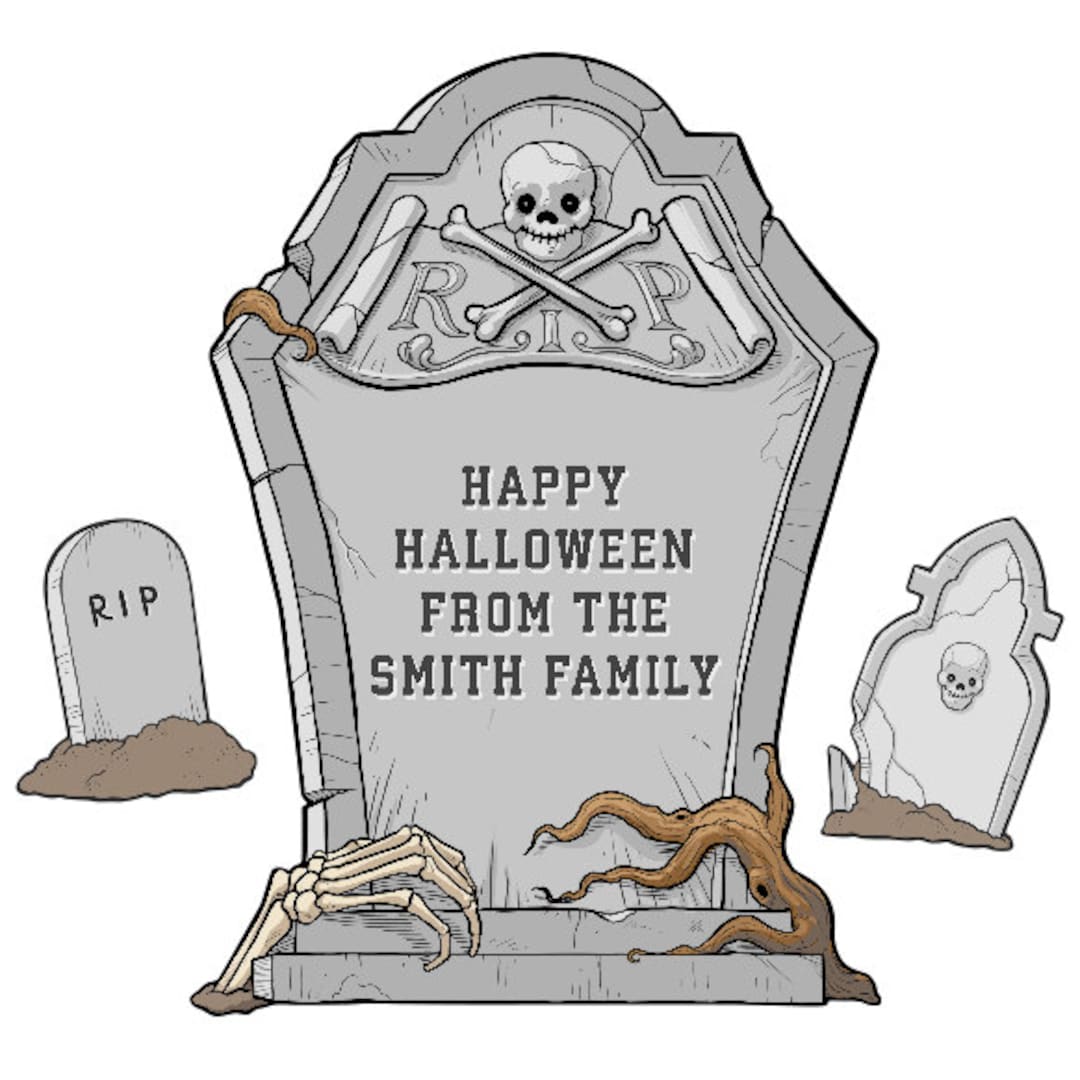 Halloween Graveyard Tombstone Personalized Wall Decals Peel and Stick ...