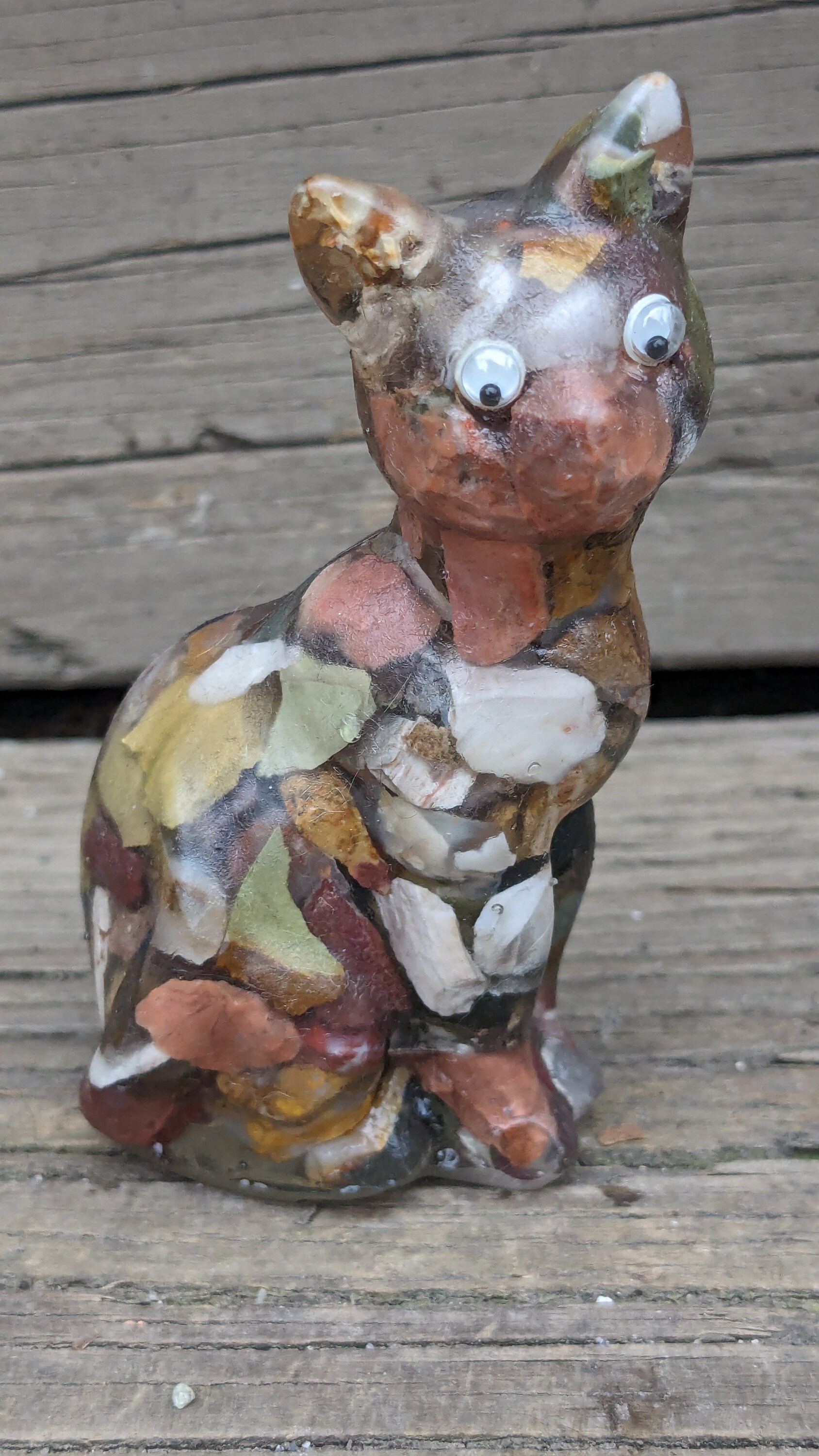Vintage Resin and Rock, Pebble Cat Figurines, AKA vomit Resin Art ...