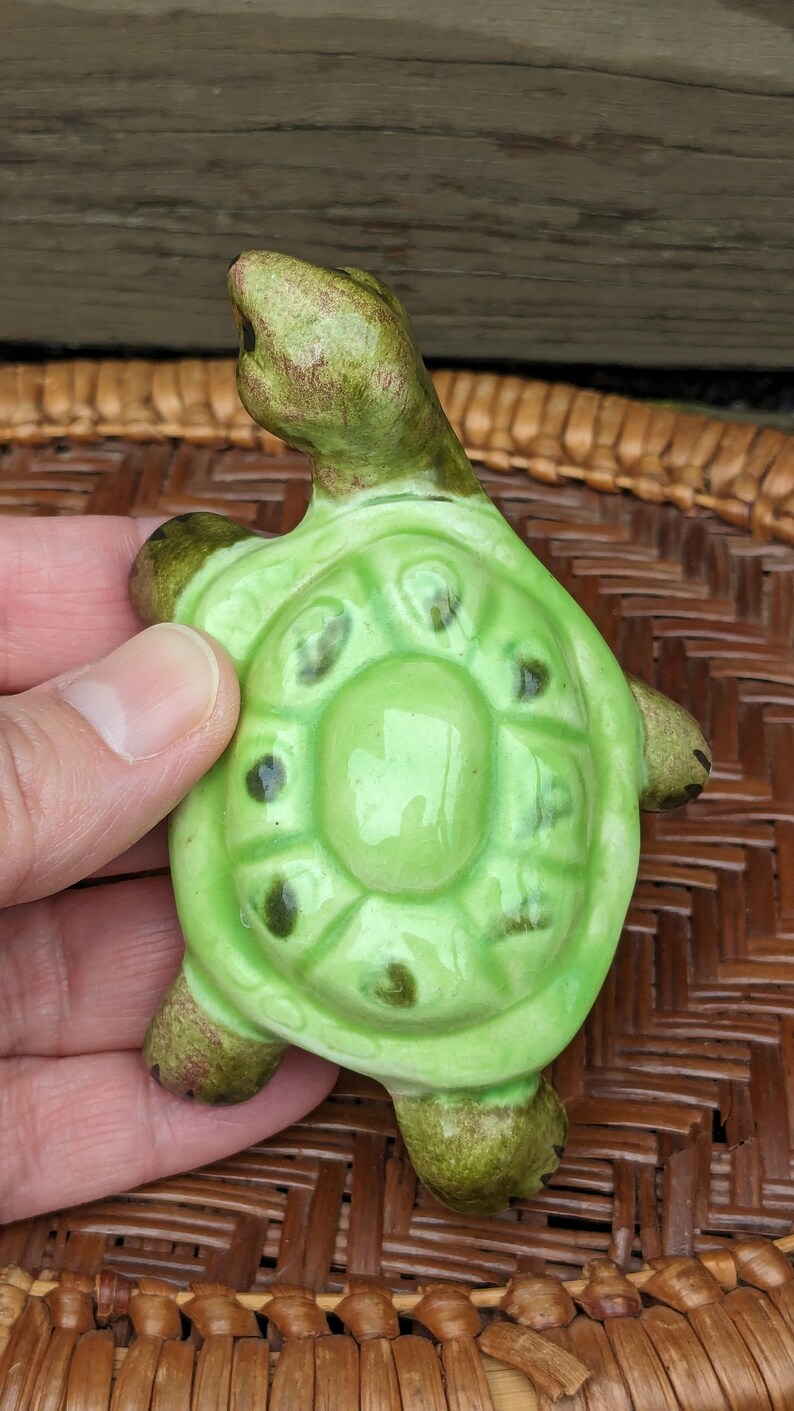 Vintage 1970s Handpainted Ceramic Turtle Figurine, Artist Signed, Cute ...