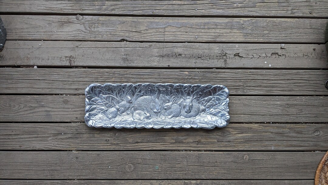 Vintage Arthur Court Long Metal, Aluminum Bunny Rabbit Tray, Solid ...