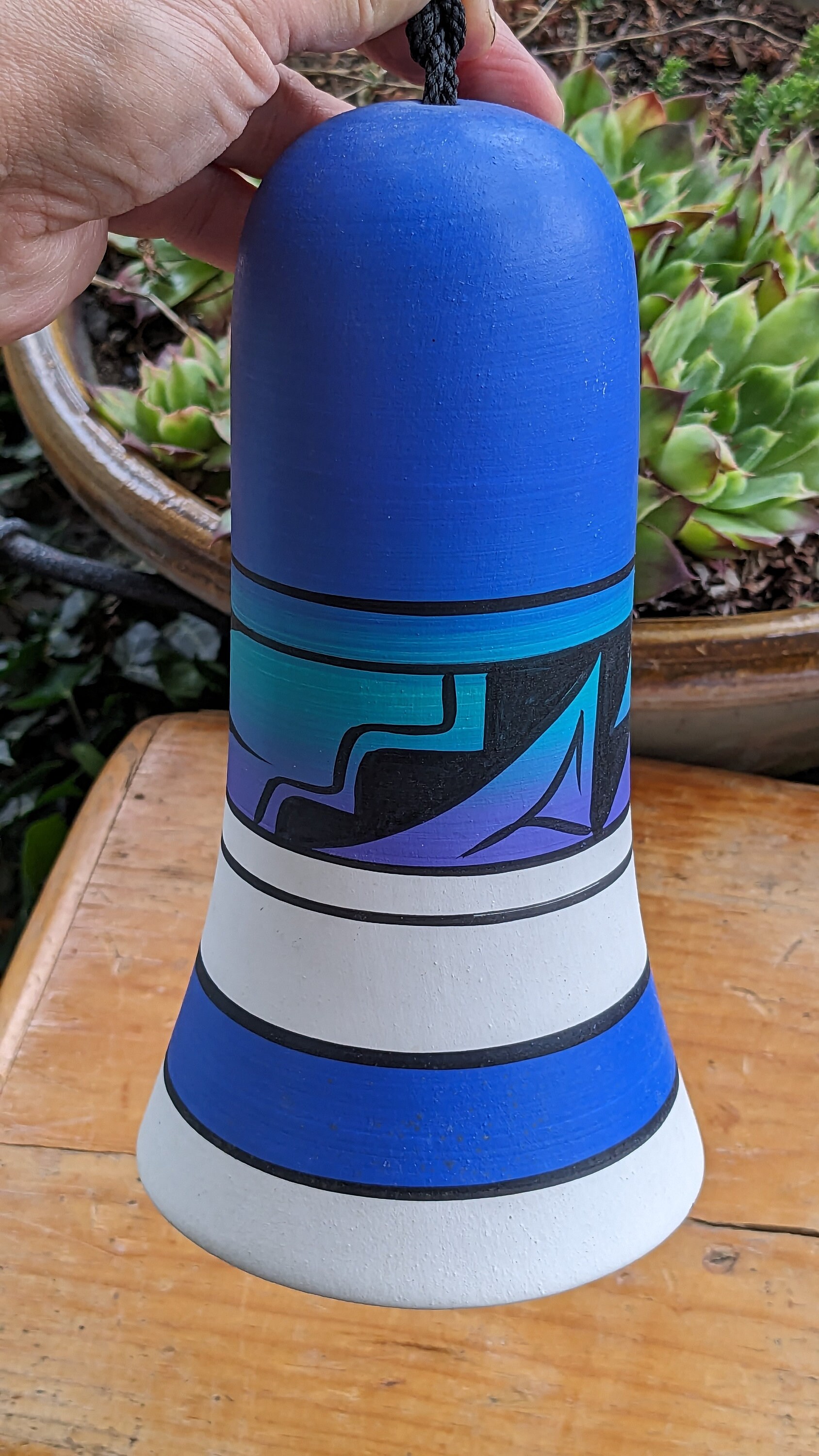 Vintage Native American Hand Painted Ceramic Bell, Wind Bell, Beautiful ...