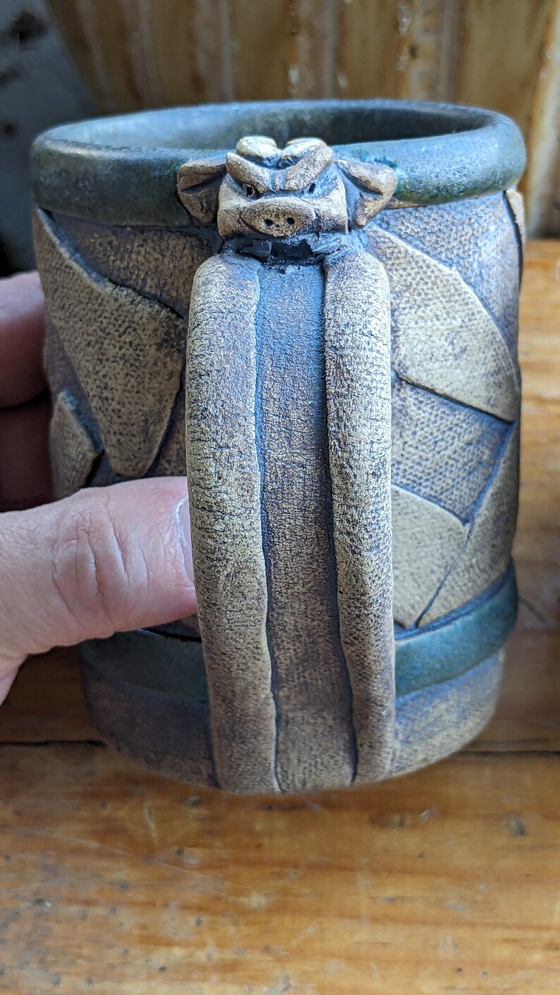 Unique Vintage, Gargoyle Art Pottery Mugs, Set of Two, 1984 Signed by ...