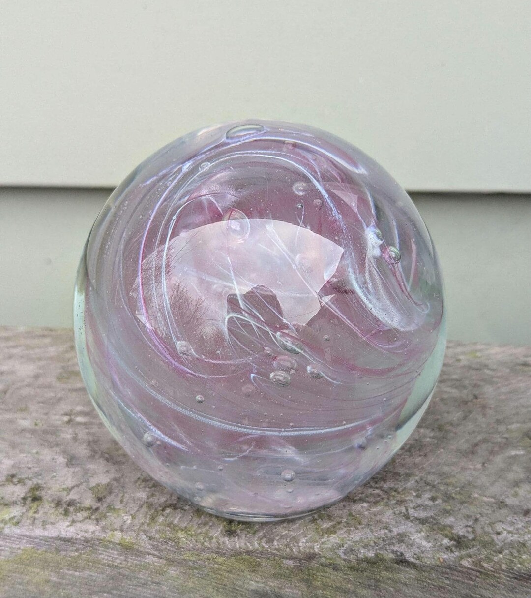 Vintage Kerry Art Glass Pink and White Swirl Paperweight, Hand Blown ...