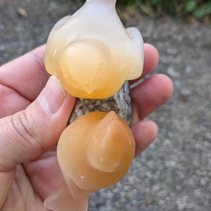 Vintage Selenite Stone Birds Figurine, Hand Carved Orange Selenite ...