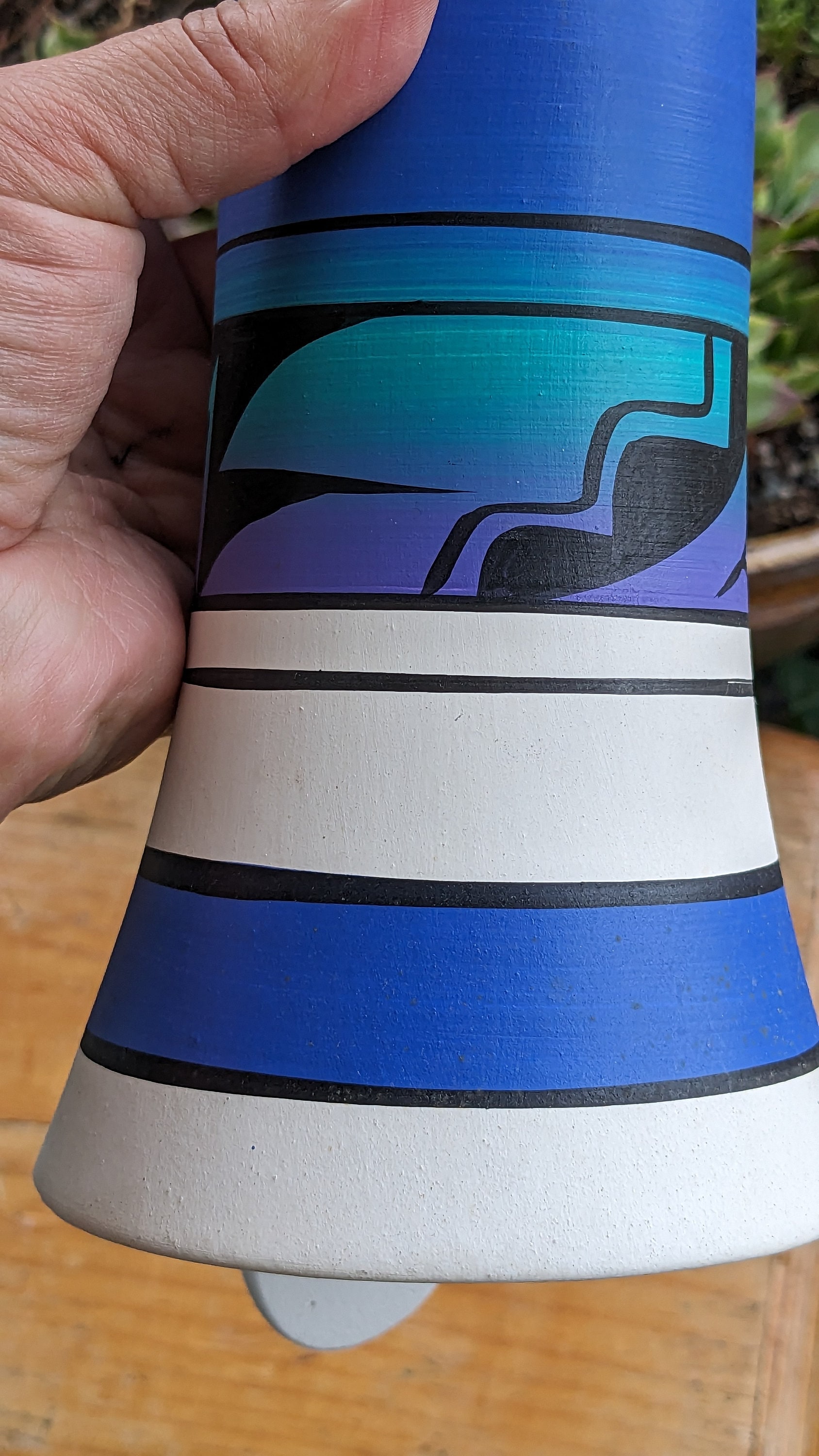 Vintage Native American Hand Painted Ceramic Bell, Wind Bell, Beautiful ...