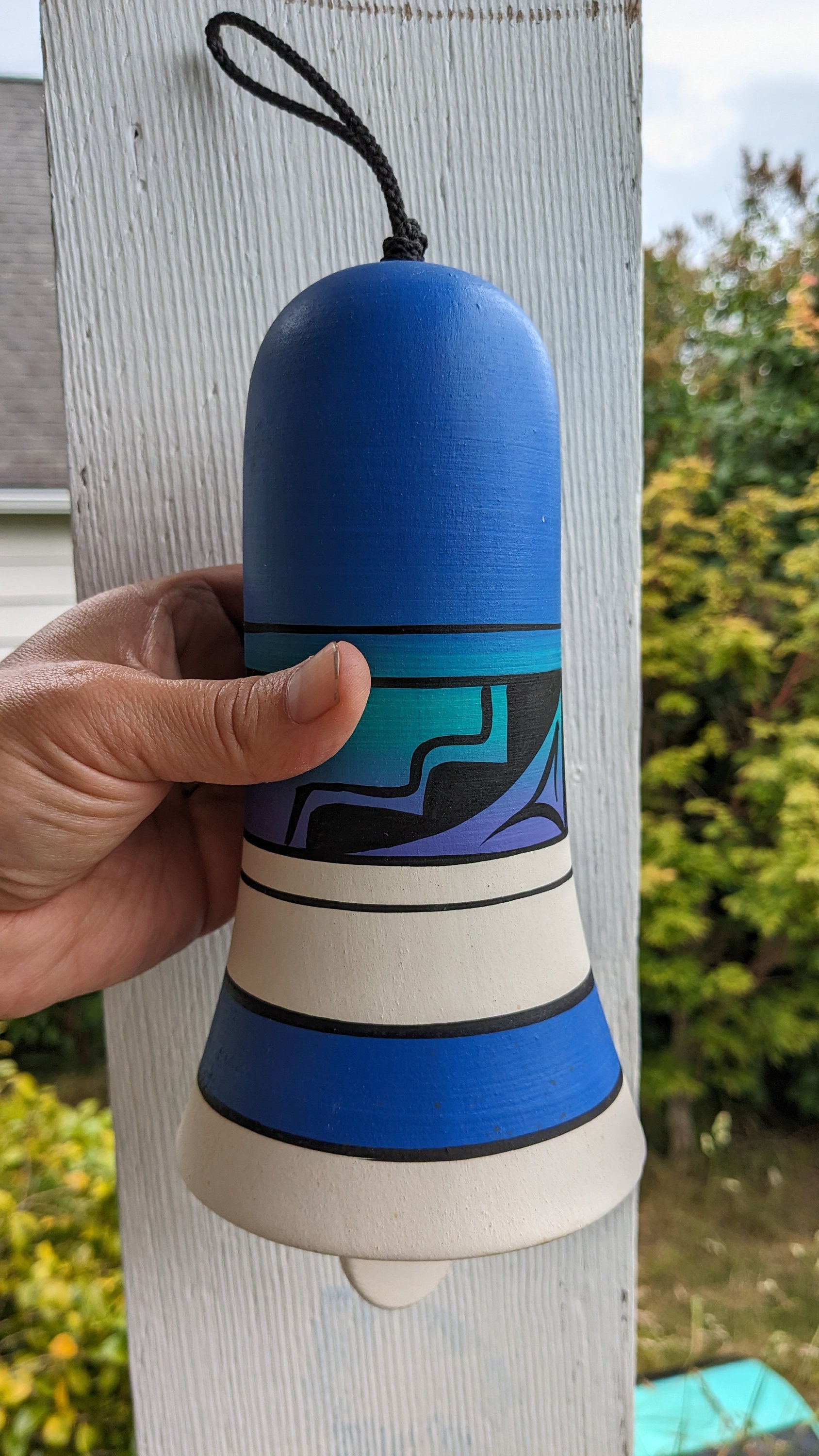 Vintage Native American Hand Painted Ceramic Bell, Wind Bell, Beautiful ...