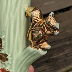 Vintage Green and Gold Squirrel Tree Vase, Bud Vase, F&M Artware, Hand ...