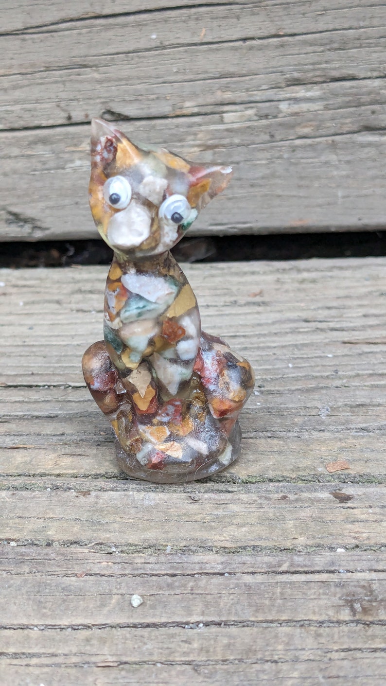 Vintage Resin and Rock, Pebble Cat Figurines, AKA vomit Resin Art ...