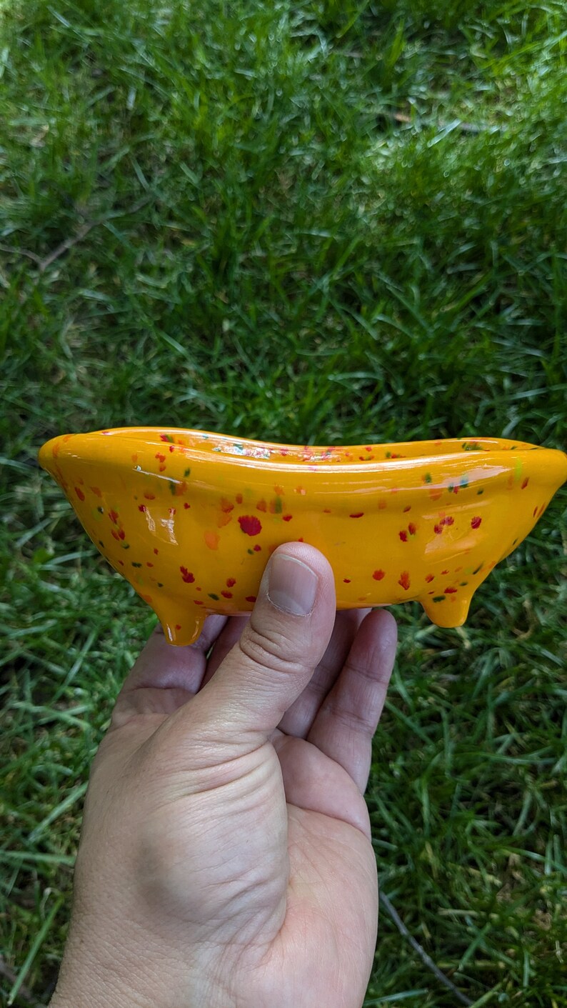 Fun, Funky Vintage Ceramic Drip Glaze Mini Bathtub Soap Dish, Drip ...