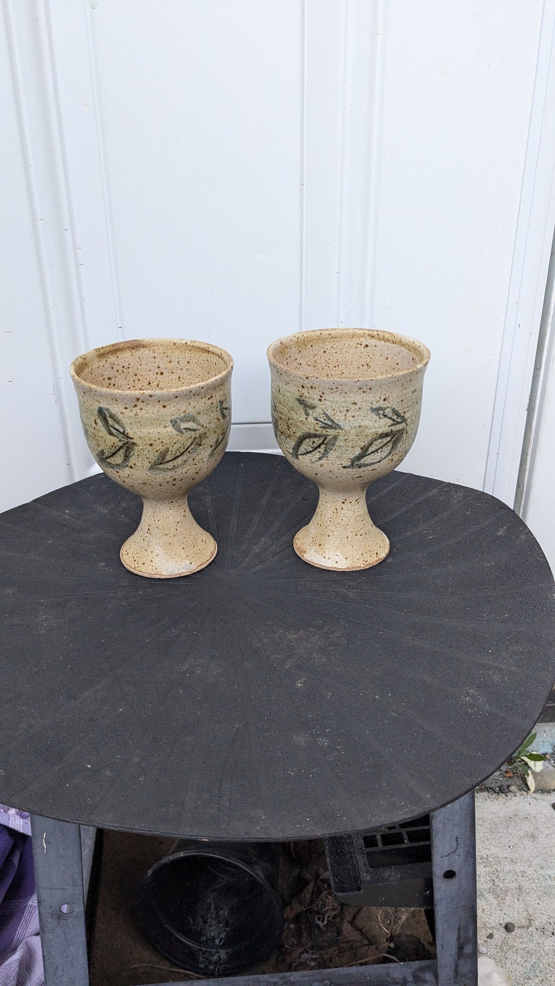 Vintage Stoneware Studio Pottery Goblets, Wine Glasses, Set of Two ...