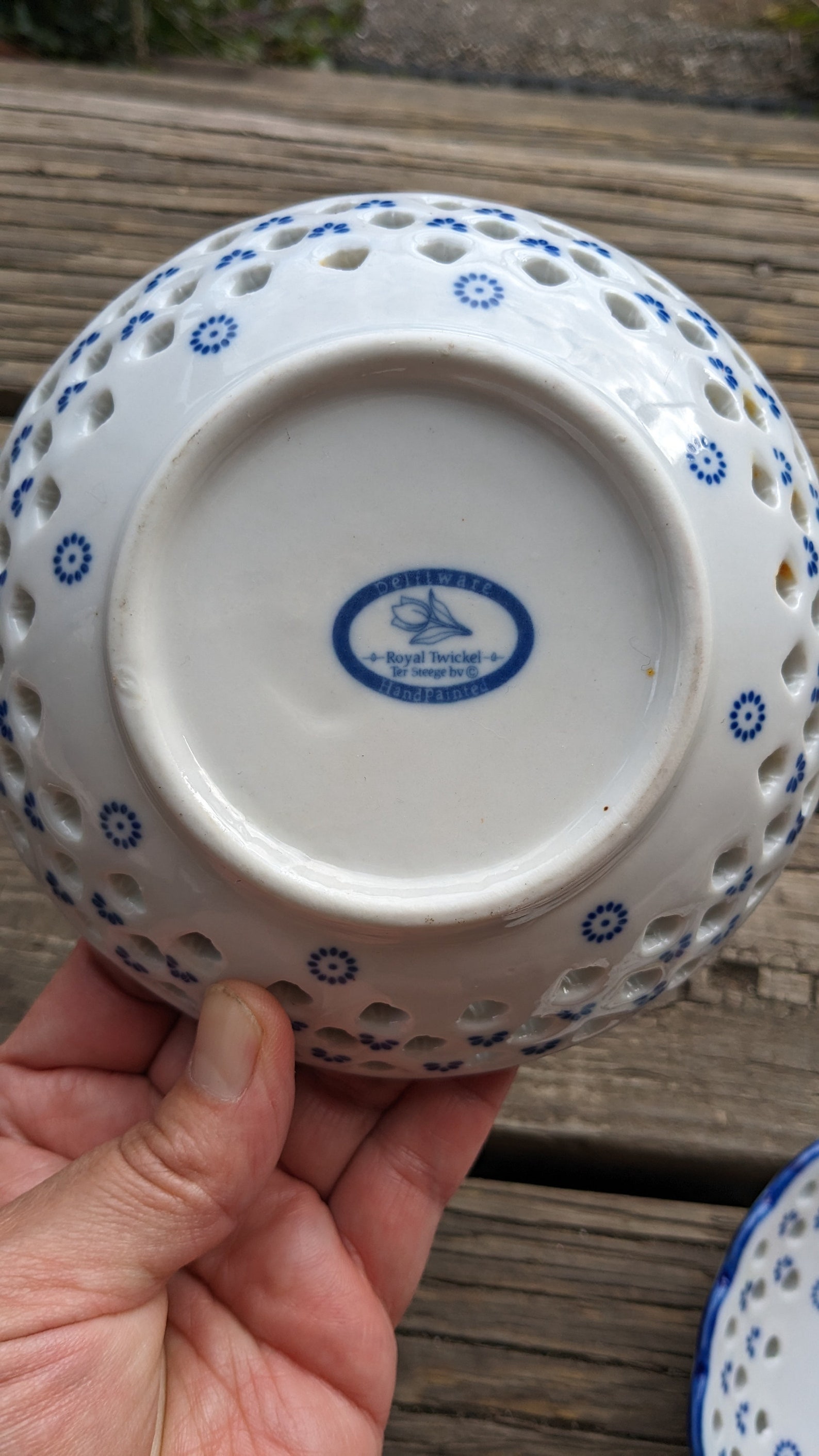 Set of Two Vintage Delftware Porcelain Blue, Hand Painted Raised Tulip ...