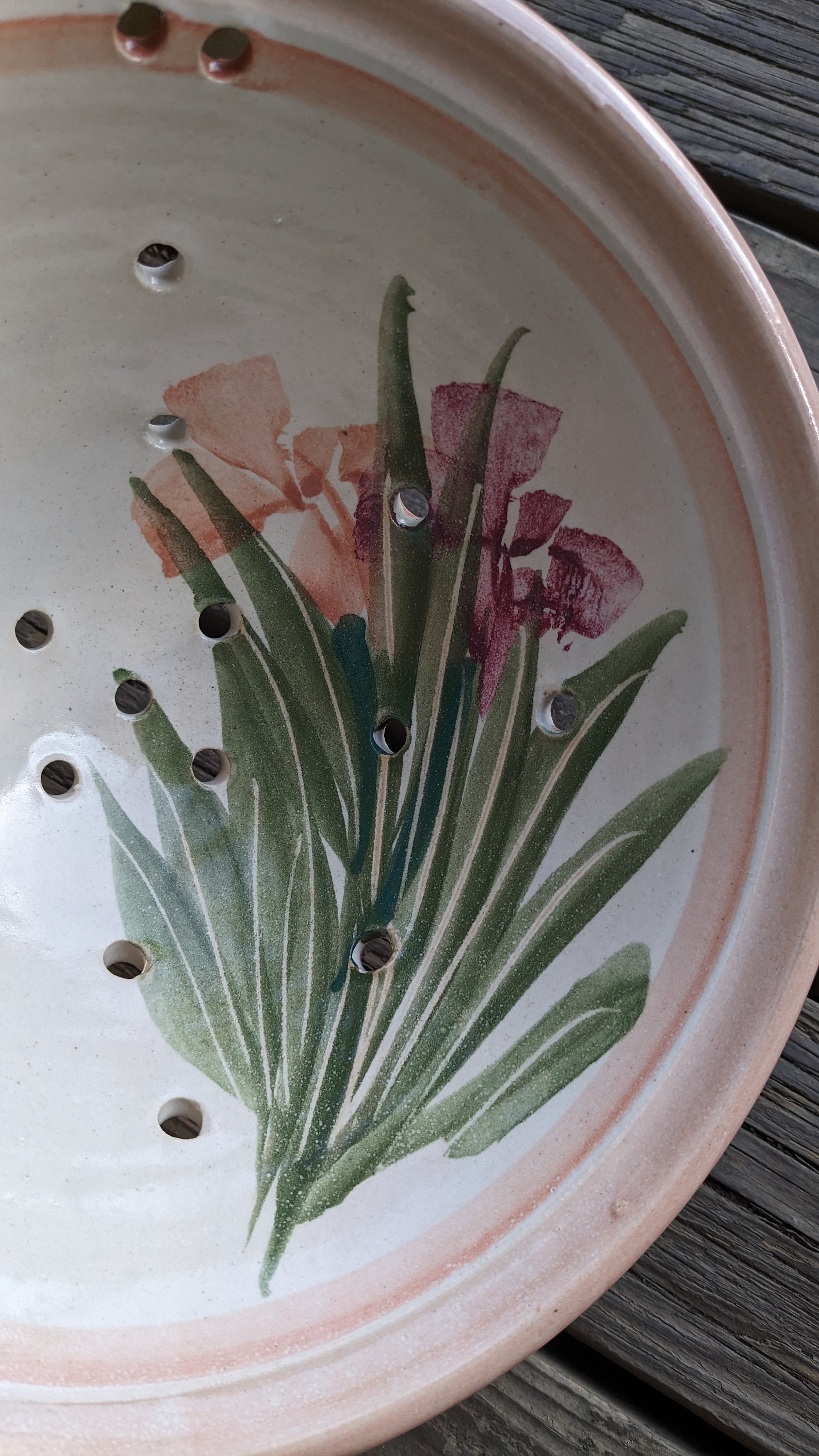 Vintage Art Pottery Ceramic Colander Strainer Hand Painted - Etsy