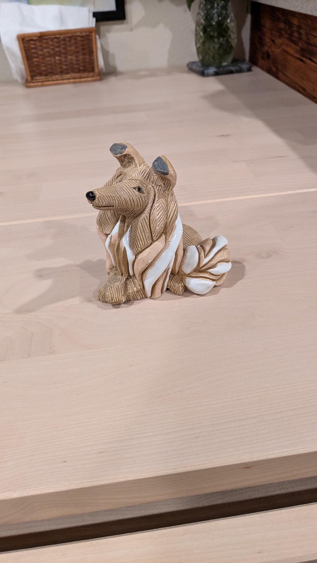 Vintage Artesania Rinconada Collie Dog With Crossed Paws, Uruguay White ...