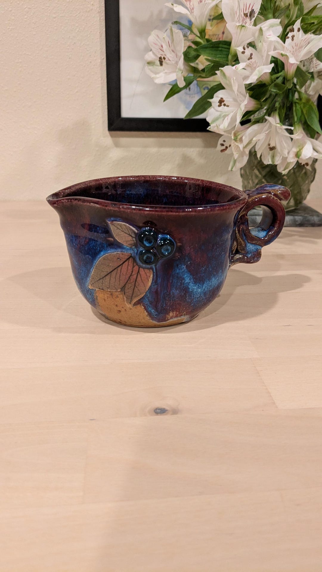 Vintage Studio Pottery Blueberry and Leaf Small Pitcher or Creamer - Etsy