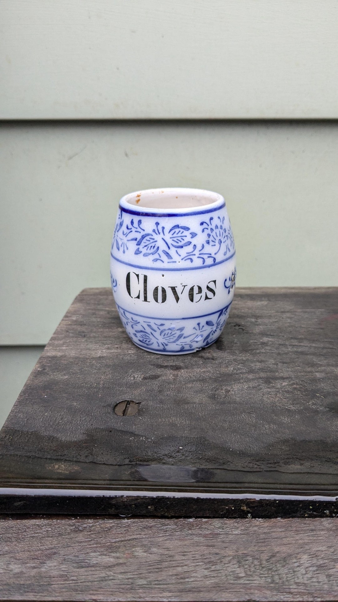 Antique Ceramic Blue Onion German Cloves Spice Jar Vintage C 1900 ...