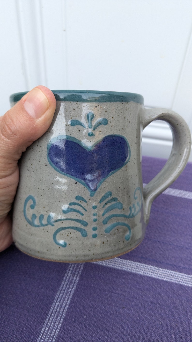 Great Bay Pottery Stoneware Hand Thrown Blue Heart Mug, Made in USA New ...