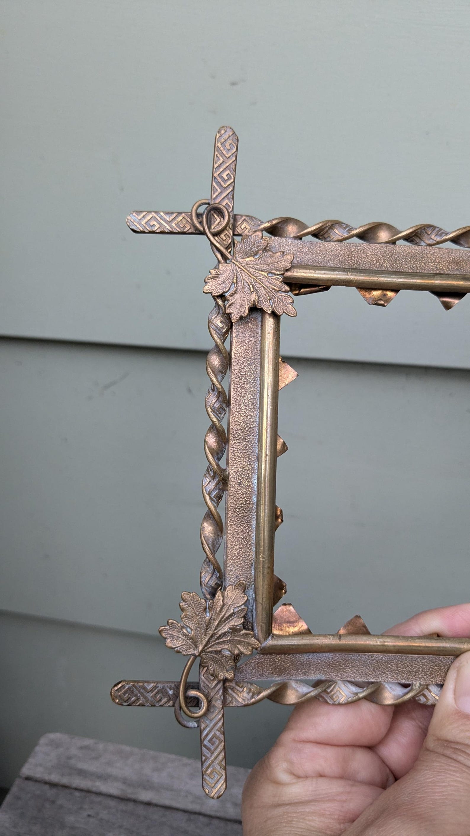 Antique Ornate Brass Metal Picture Frame, Leaf and Scroll Design ...
