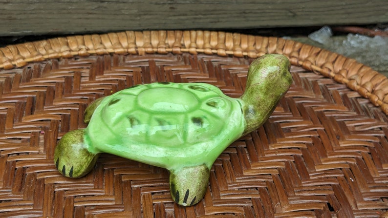 Vintage 1970s Handpainted Ceramic Turtle Figurine, Artist Signed, Cute ...