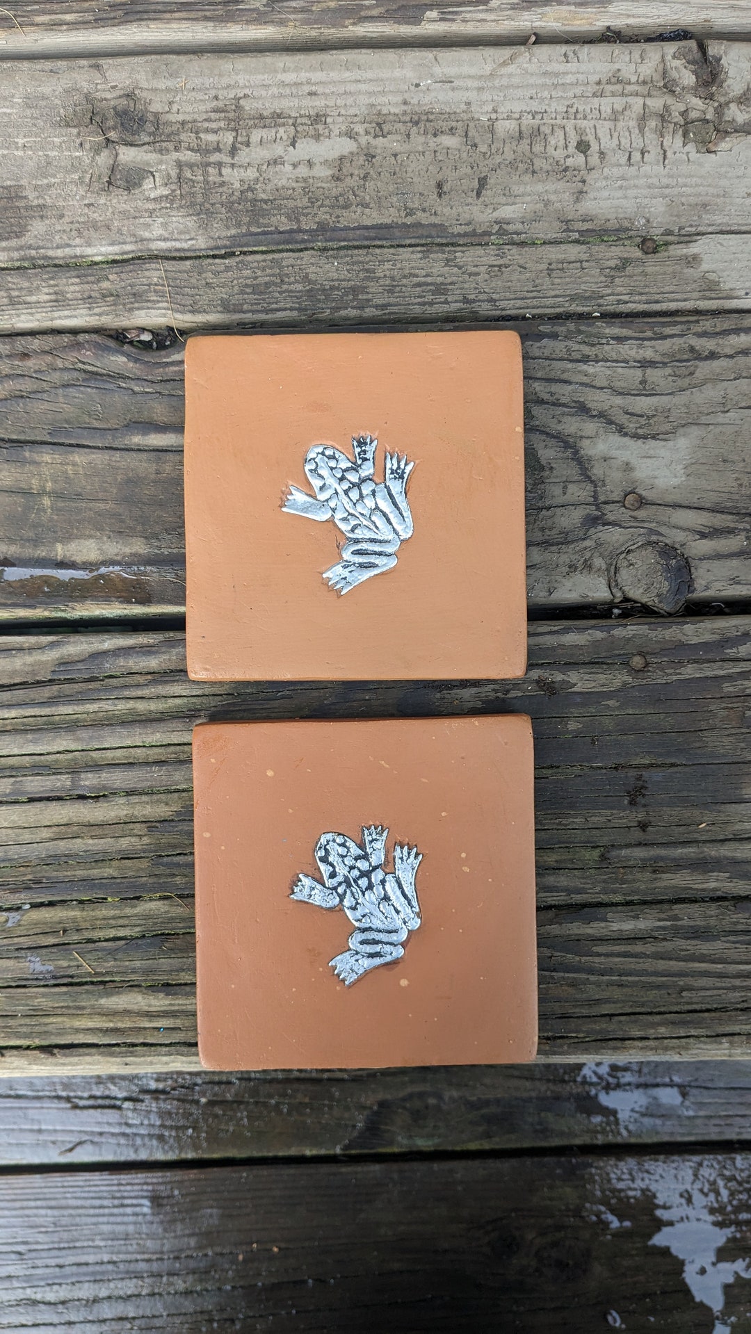 Terracotta Frog Trivets, Coasters, Terracotta Tile/trivets With Metal ...