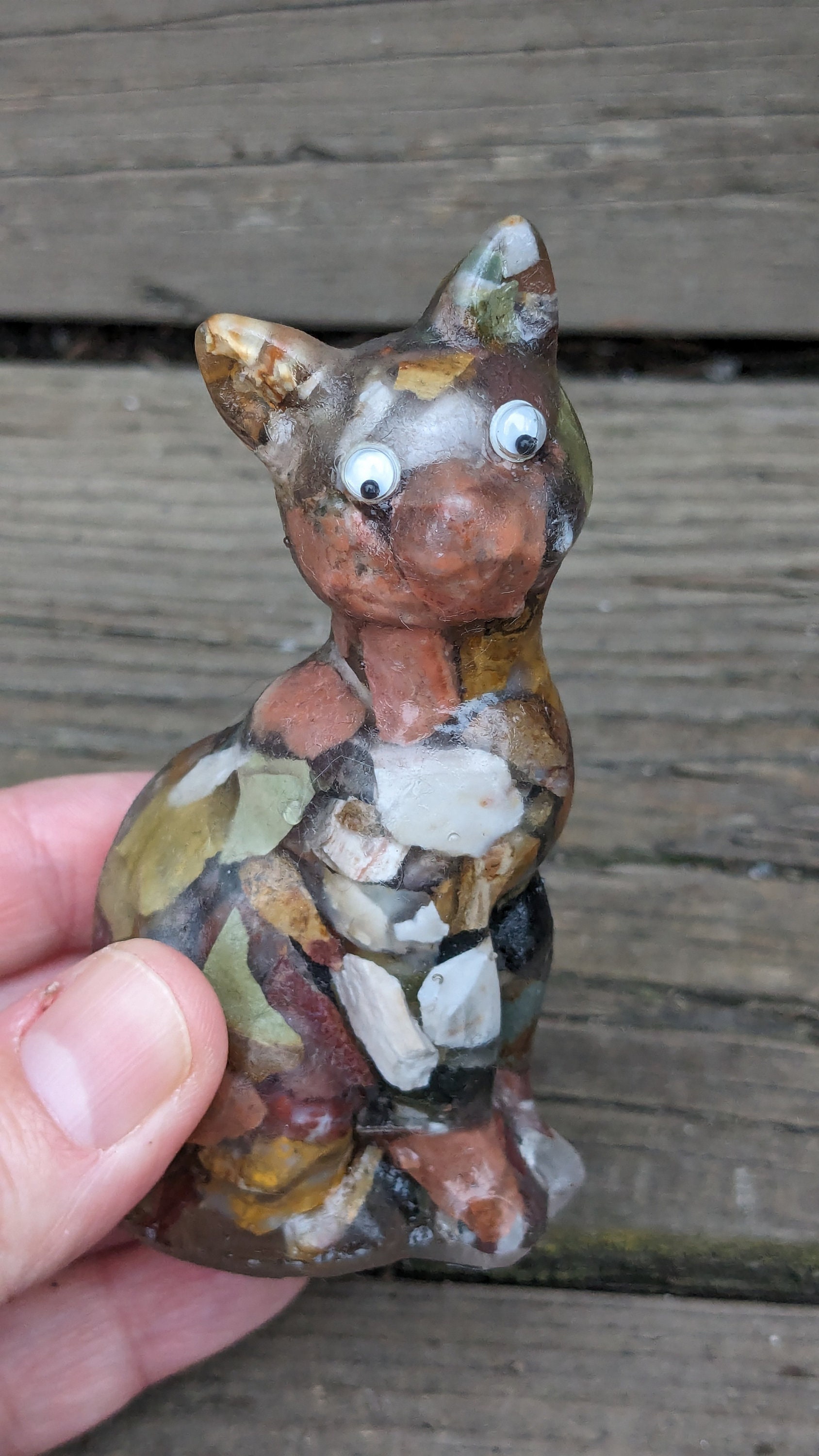 Vintage Resin and Rock, Pebble Cat Figurines, AKA vomit Resin Art ...