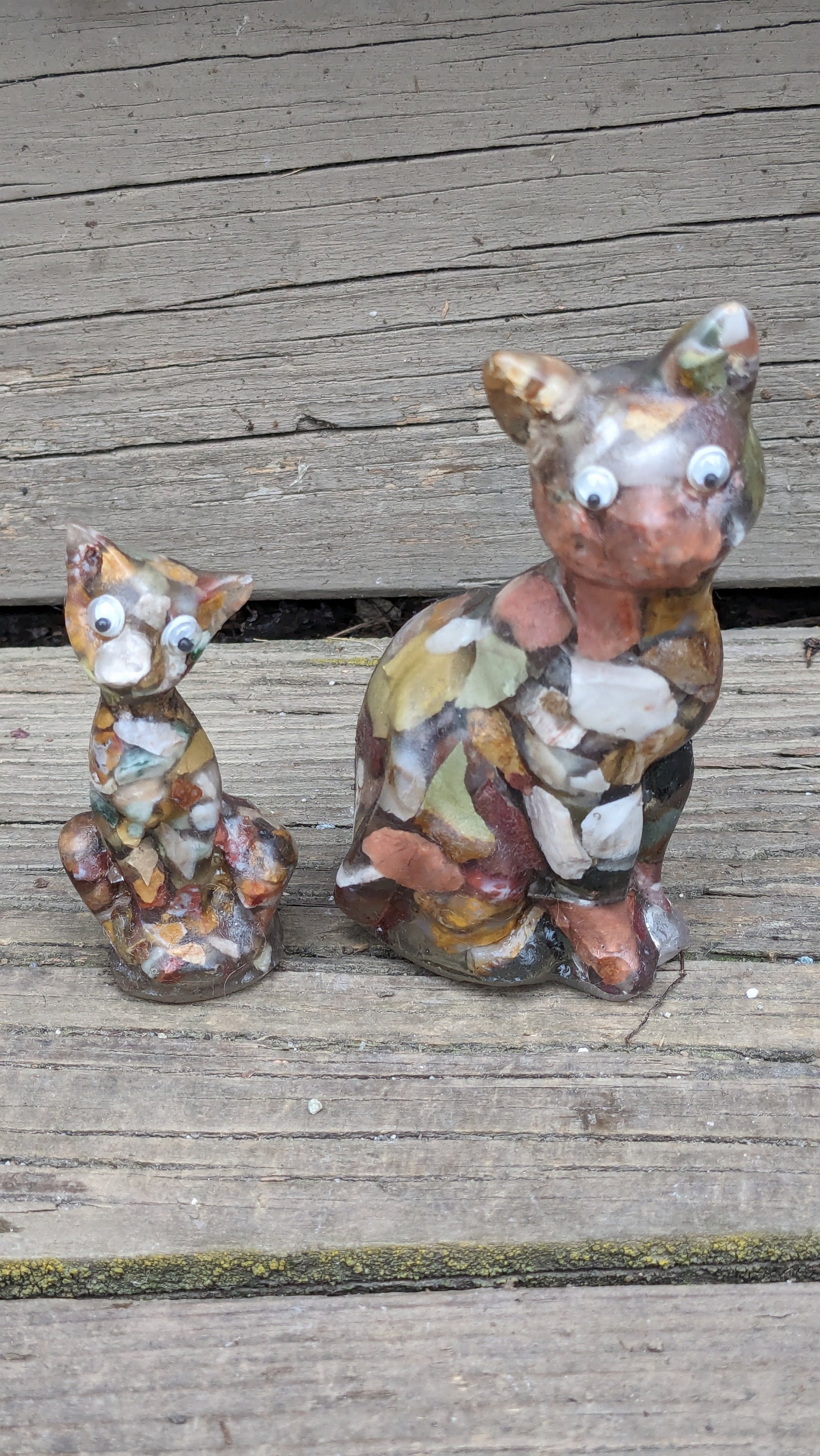 Vintage Resin and Rock, Pebble Cat Figurines, AKA vomit Resin Art ...