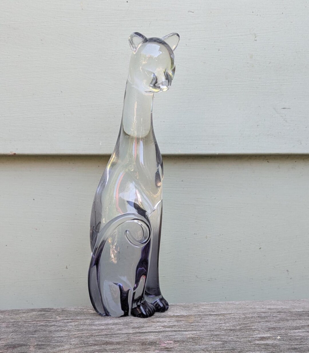 Vintage Lucite Acrylic Tall Cat Figurine Statue Purple/grey Ombre, MCM ...