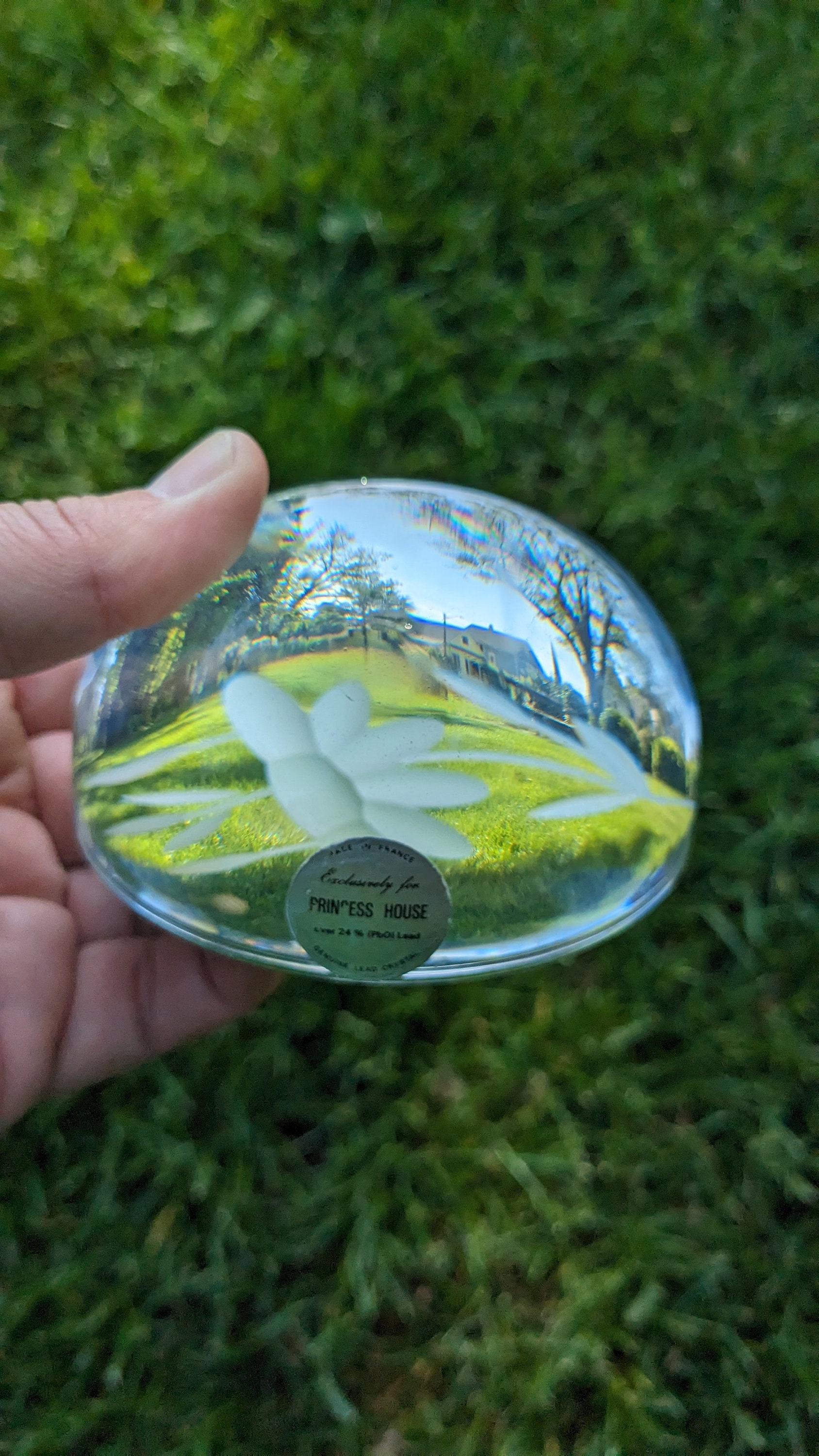 Vintage Princess House, Lead Crystal Flower Etched Paperweight, Made in ...