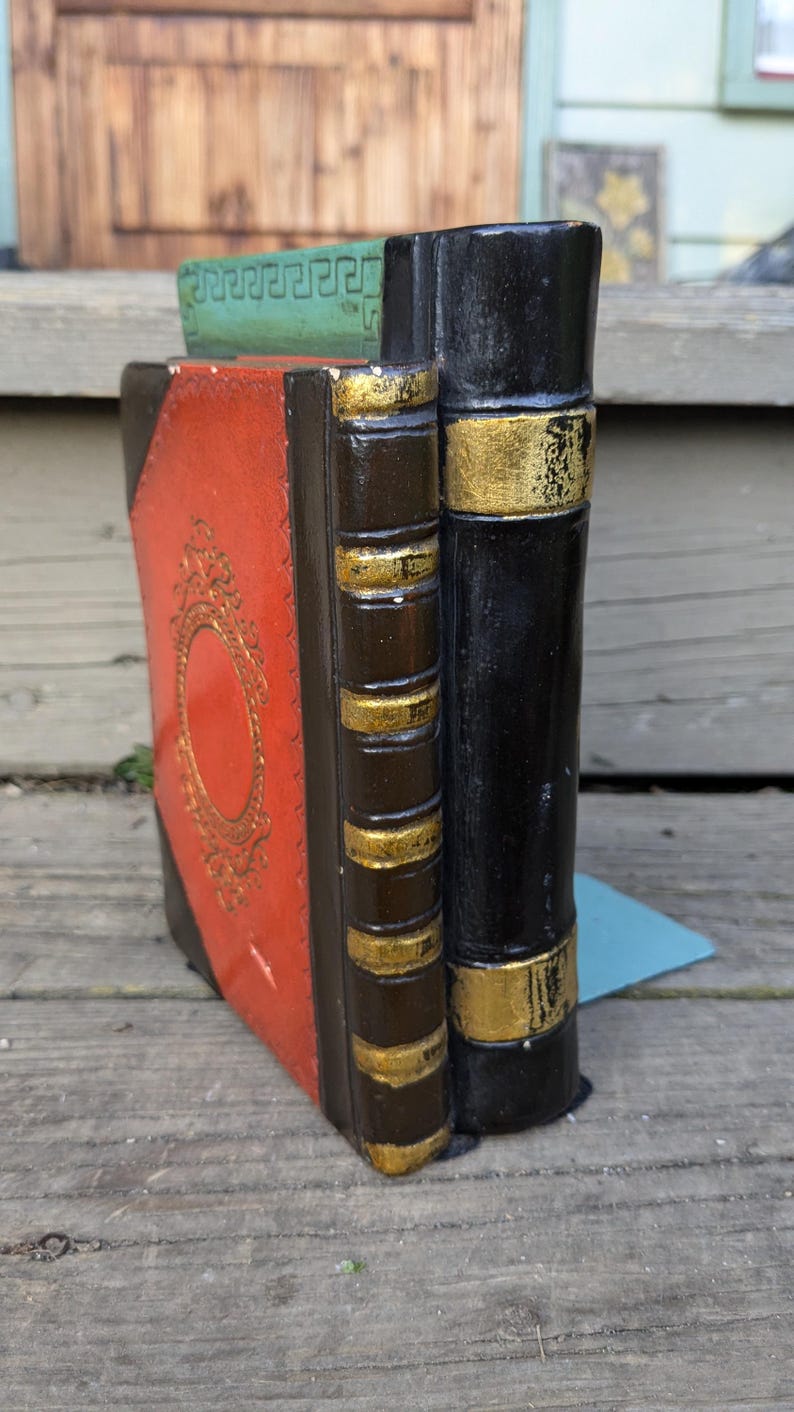 Vintage Single Bookend, Book Shaped Italian Bookend Made by Borghese ...