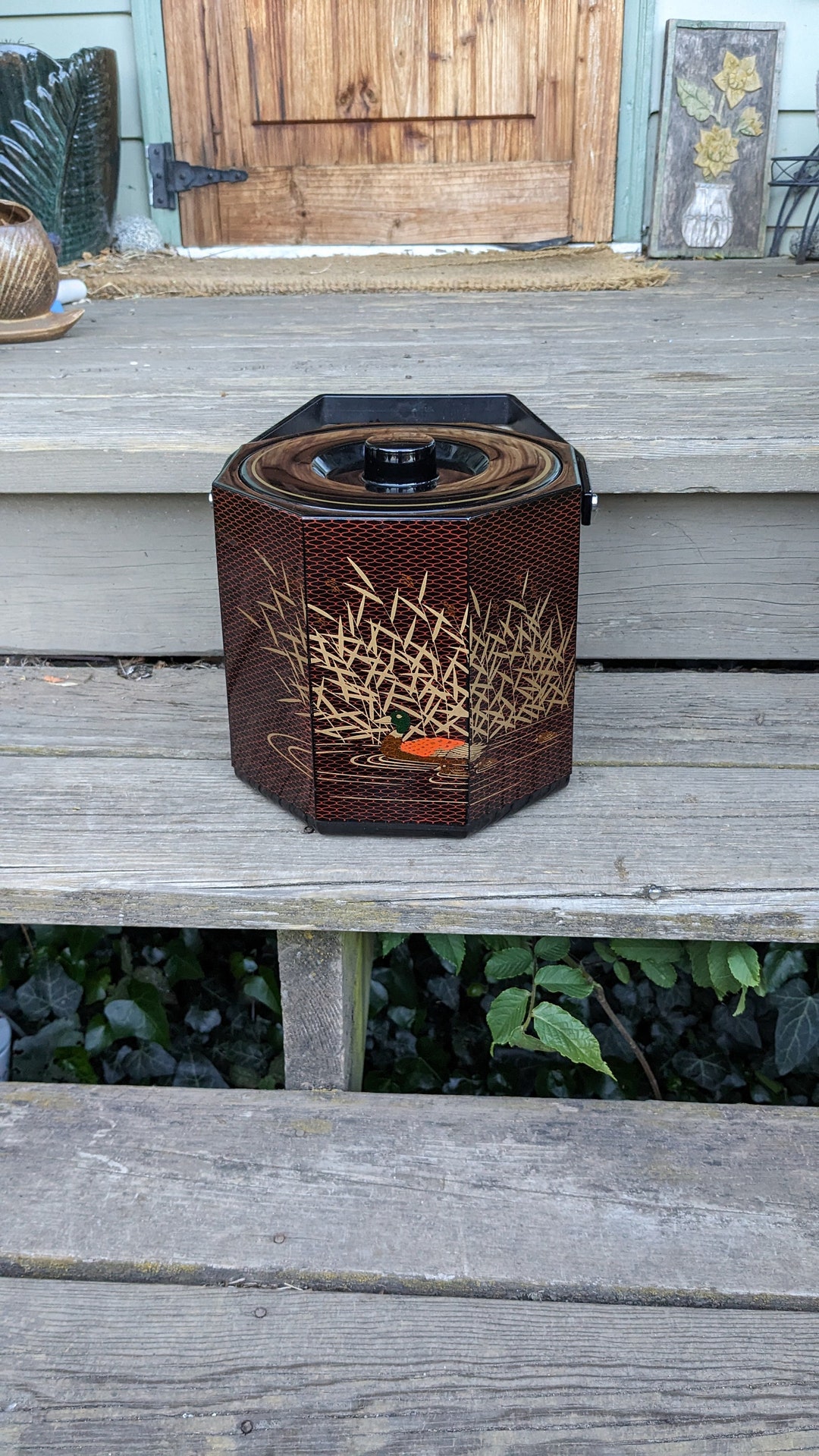 Vintage Japanese Octagon Ice Bucket, Ducks on A Pond, Toyo Made in ...