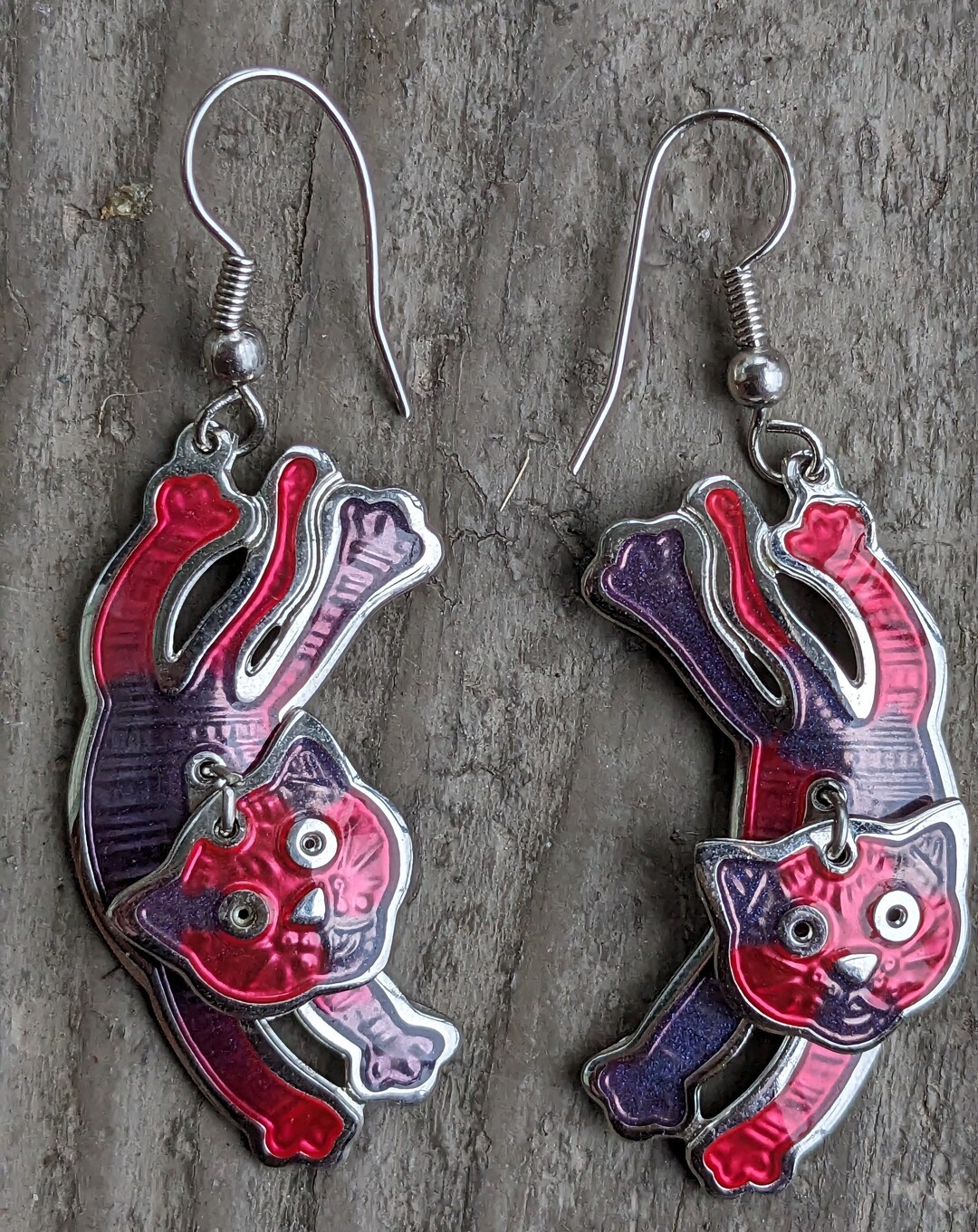 Vintage Dangle Cat Earrings, Bobble Head Cat, French Designer Edgar ...