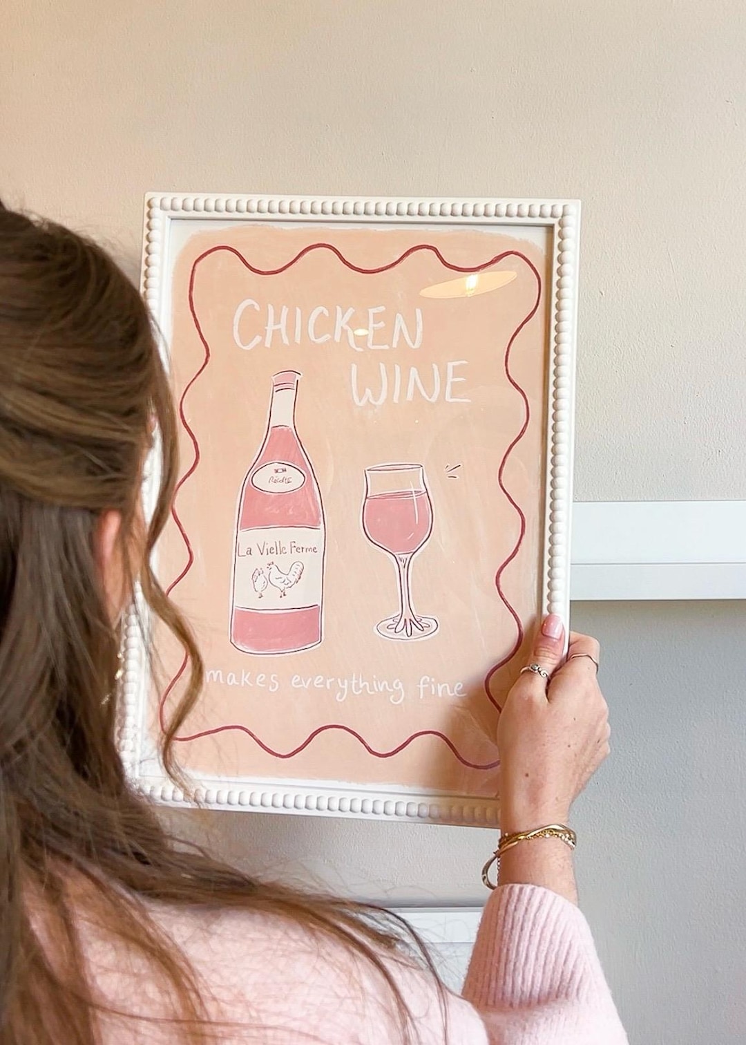 Chicken Wine Makes Everything Fine | Wall Print | Girly Illustration ...