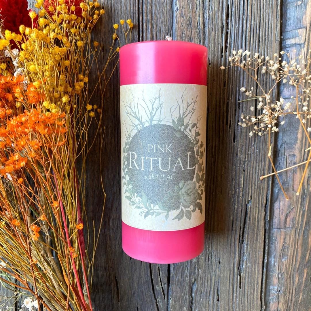 Pink Ritual Candle - 2x4 Scented Pillar Spell Candle - Sweet Romance ...