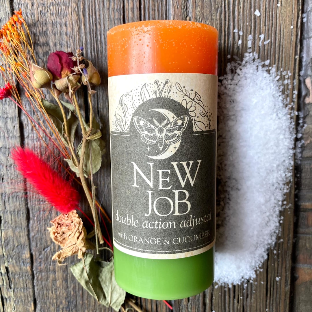 New Job Candle - 2x4 Double Action Orange Green Ritual Candle - Fast ...