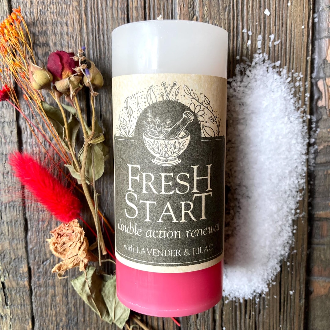 Fresh Start Candle 2x4 Double Action White Pink Ritual Candle Heal From ...