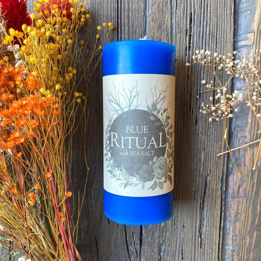 Blue Ritual Candle 2x4 Scented Pillar Spell Candle Boost Intelligence ...