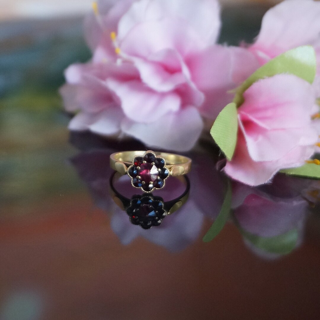 Vintage Bohemian Garnet Silver Ring, Bohemian Garnet Ring, Garnet ...