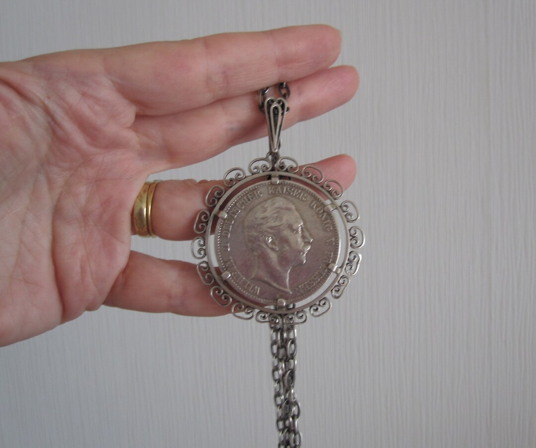 Silver Coin Pendant Wilhelm 2nd Deutscher Kaiser König 5th Preussen ...