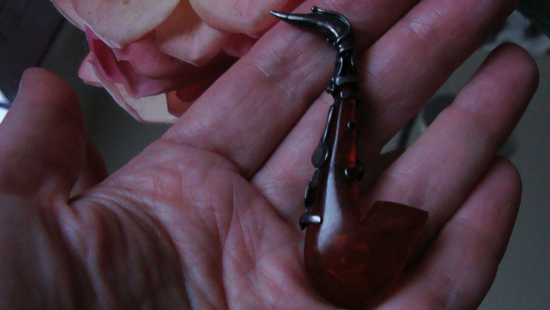 Vintage Amber in Sterling Silver Brooch, Saxophone Silver Brooch ...