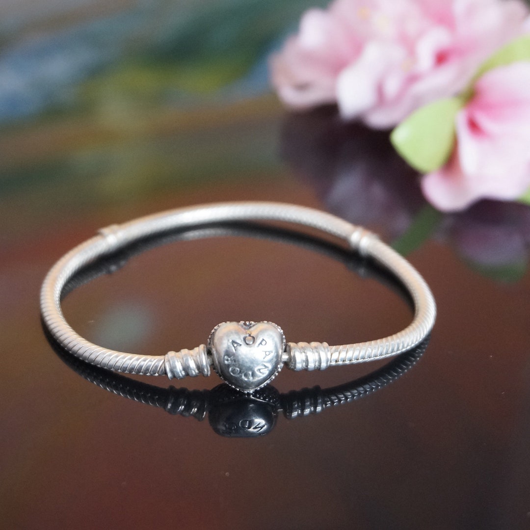 Vintage Authentic Pandora Silver Bracelet, Pandora Bracelet With Heart ...