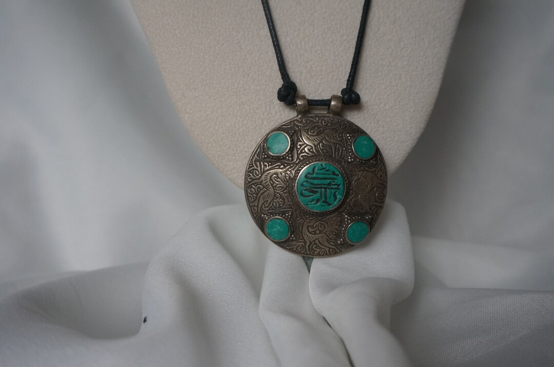 Antique Asian Silver Pendant With Green Stone Budhism - Etsy
