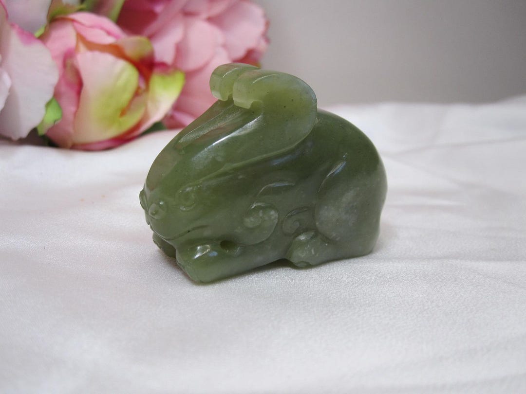 Antique Asian Jade Figurine, Hand Carved Jade Figurine, Jade Rabbit ...