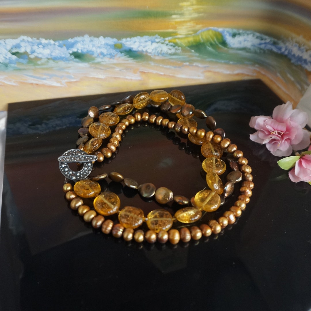 Vintage Silver Pearls Necklace With 3 Strain of Freshwater Genuine ...