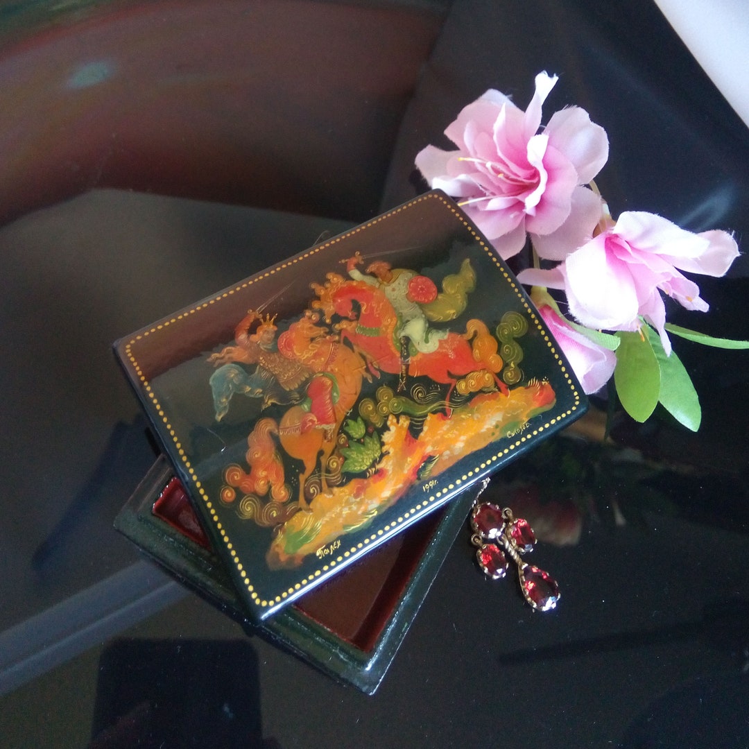 Vintage Russian Paper Mache Hand Painted Box, Palex Fairy Tail Painting ...