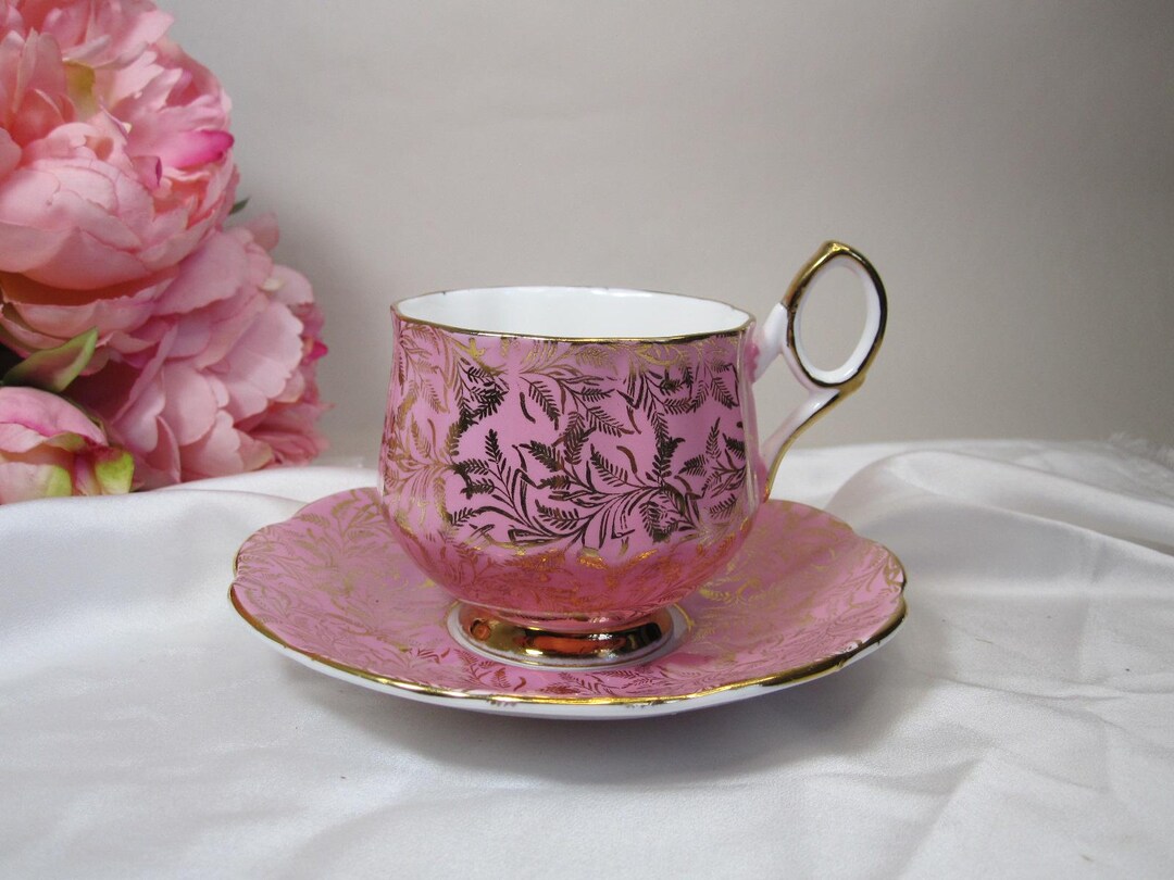Vintage Elizabethan Tea Cup and Saucer Set, Lovely Pink and Gold Accent ...