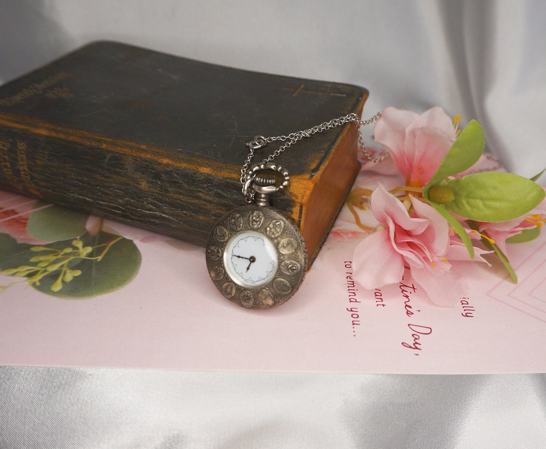 Vintage Watch Pendant, Swiss Made Watch, Buler Watch LTD, Silver Bezel ...