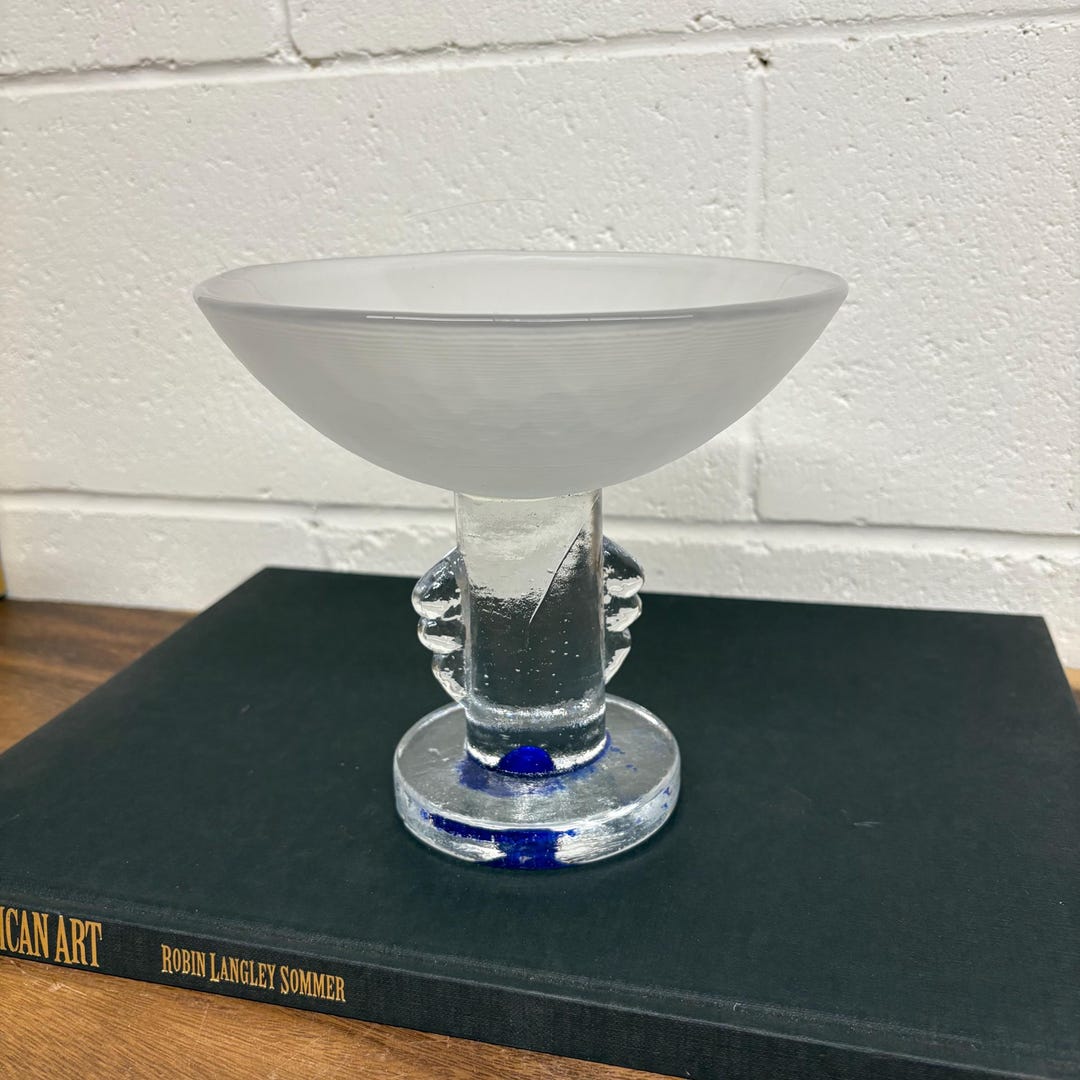Magnor Norway Brutalist Glass Pedestal Bowl as Is - Etsy