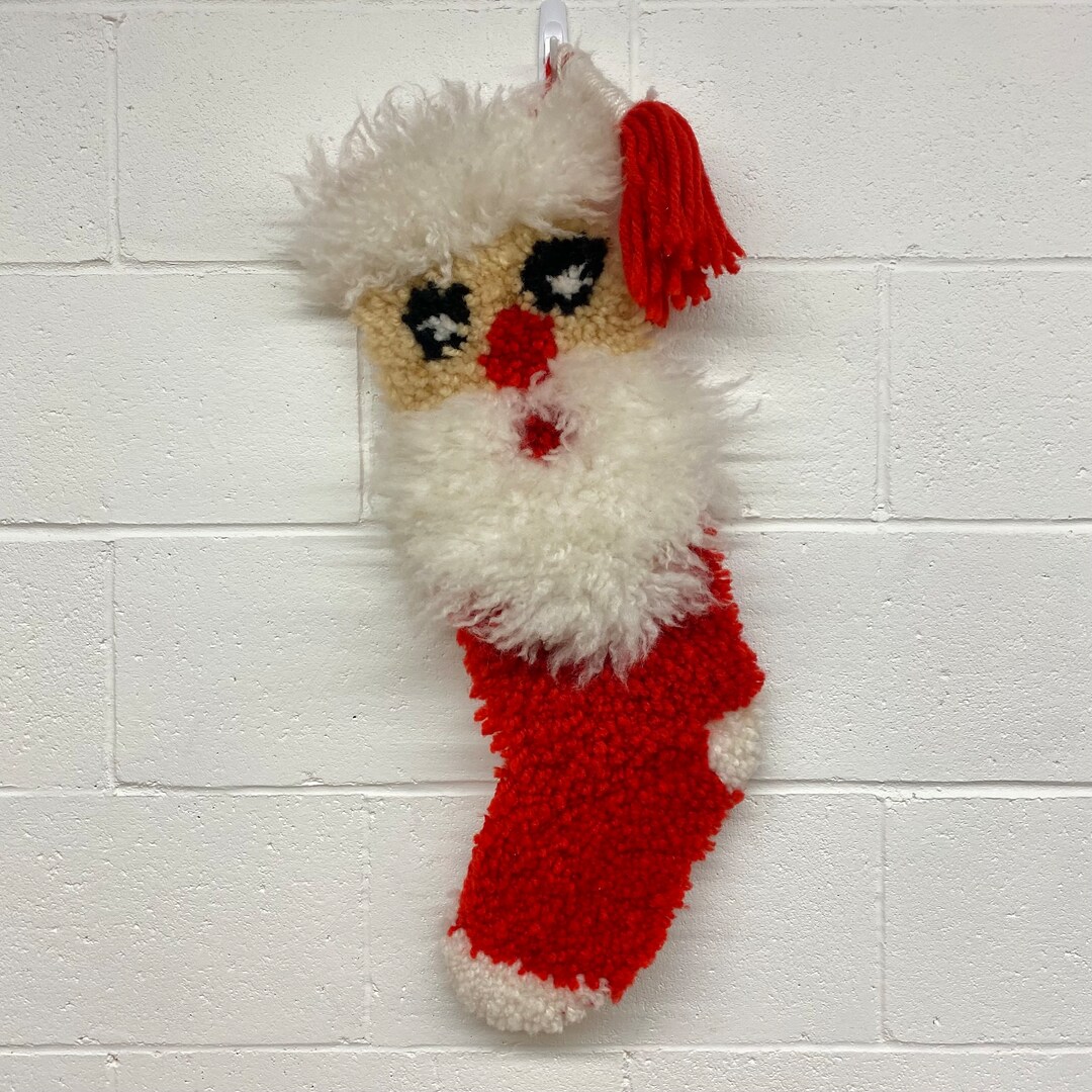 Vintage Christmas Latch Hook Santa Stocking - Etsy
