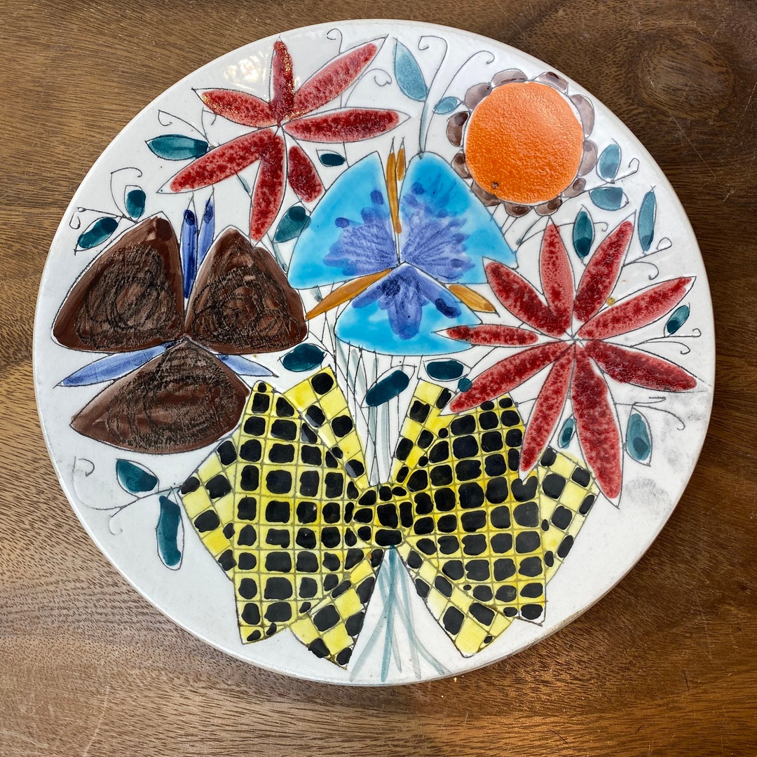 Mid Century Modern Decorative Wall Plate Italy, Abstract Floral - Etsy