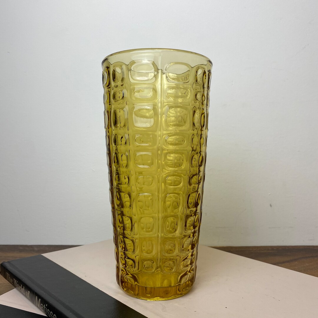 Jan Drost Amber Cubist Pressed Glass Vase Mid Century - Etsy
