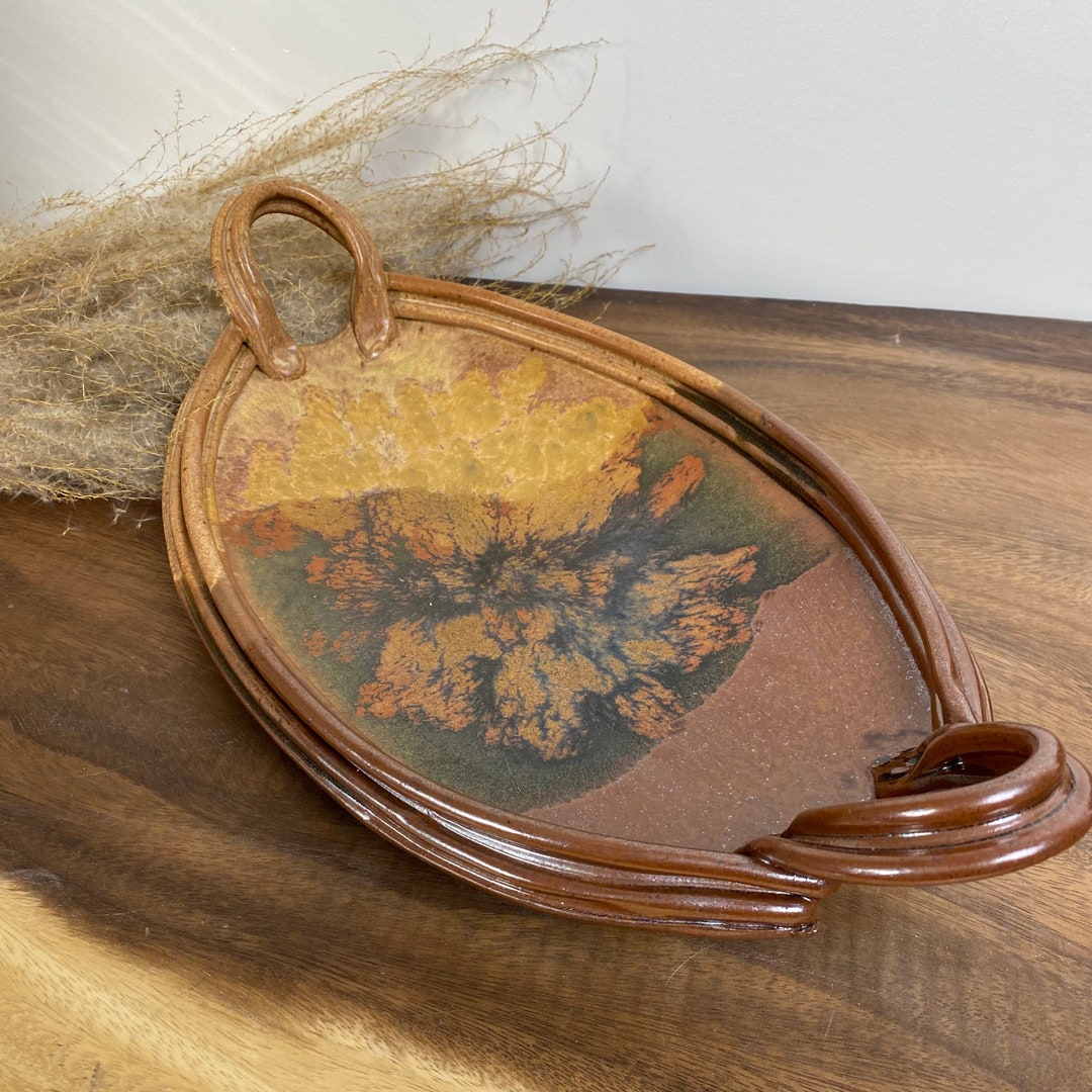 Vintage 1970s Handmade Pottery Tray, Studio Pottery Charcuterie Board ...